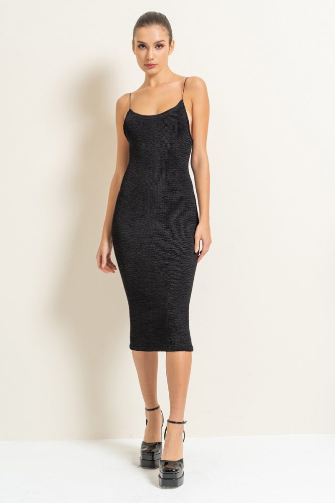 Black bodycon cami midi dress | THE MADLEN STORE